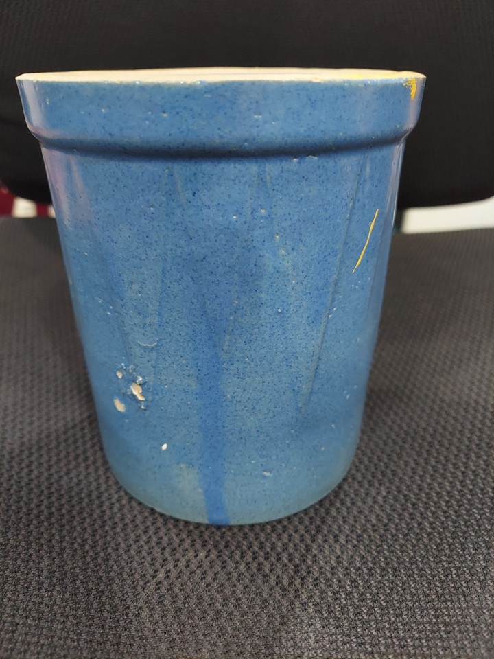 Whitehall Ruckels Blue Sawtooth Stoneware Cannister Rare Quart Size | eBay