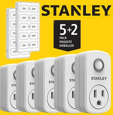 STANLEY Wireless Remote Control Outlet Plugs with 2 remotes and 5 ...