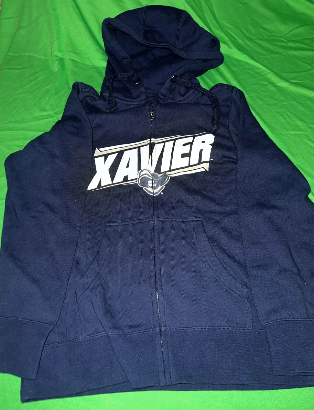 NEW XAVIER UNIVERSITY WOMENS ZIP FRONT HOODED SWEATSHIRT JACKET BLUE ...