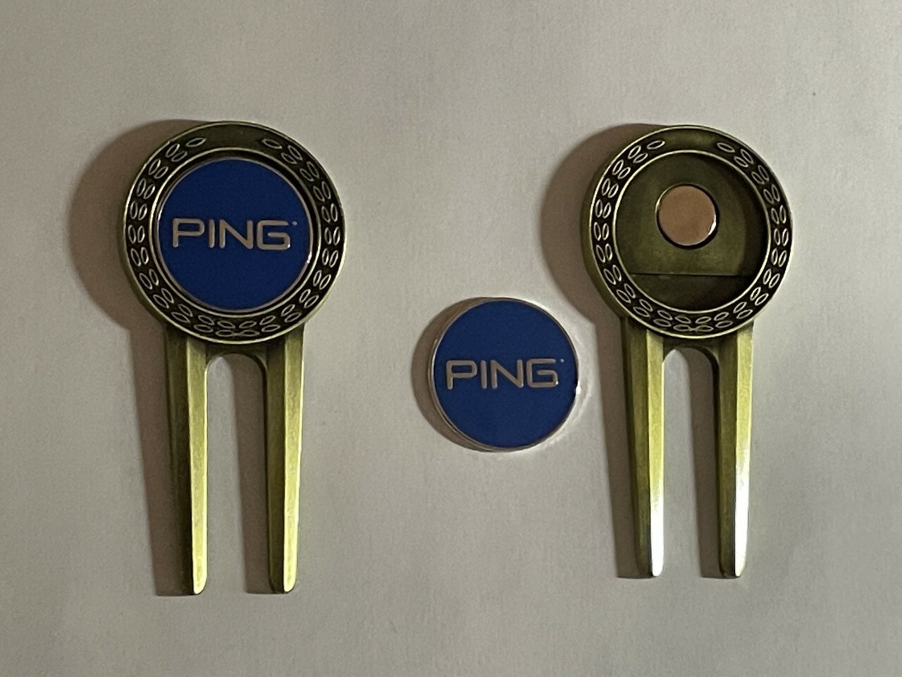 (1) Rare Karsten PING Divot Tool & 1" Flat Coin Style Golf Marker - A ...
