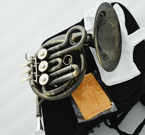 Newest Antique Piccolo Mini French Horn B-flat Pocket horn Engraving ...