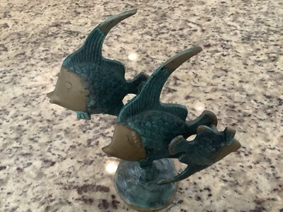 Vintage 3 Brass Tropical Fish Statue Sculpture Brass Bronze Metal 9” | eBay