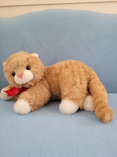 Vintage 1995 "AL E. Kat" Plush Orange Tabby Cat w/ Red Bow Stuffed ...