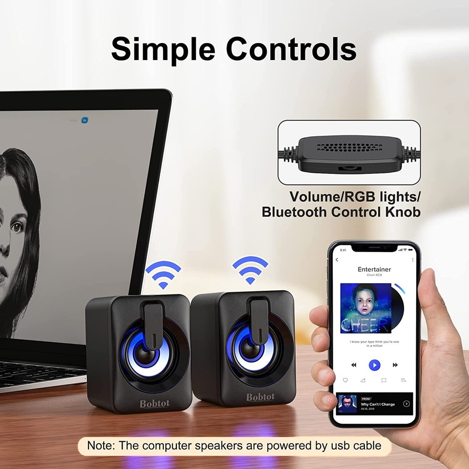 Computer Speaker USB Powered Bluetooth Desk Subwoofer Game Speakers ...