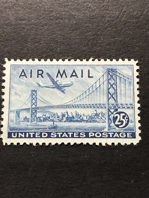 Scott C36- MNH- Plane over Oakland Bay Bridge- 25c 1947- unused mint ...