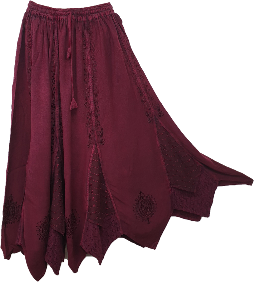 Maxi Skirt Medieval Handkerchief Rayon Embroidered One Size 10 12 14 16 ...