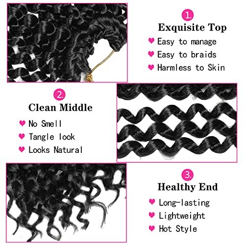 Passion Twist Hair 18 Inch 132 Strands Water Wave 18 Inch (Pack of 6 ...