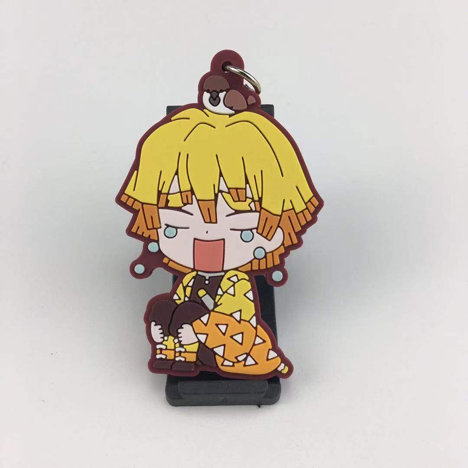Anime Demon Slayer Kimetsu no Yaiba rubber Keychain Key Ring Race ...