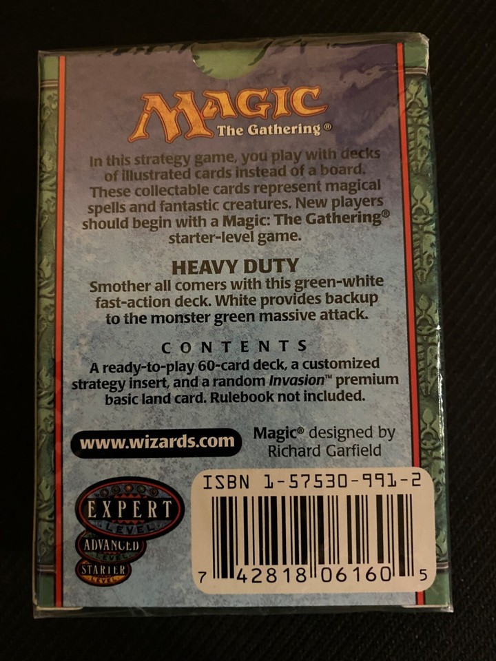 MTG - Invasion - Heavy Duty deck - New/Factory Sealed - Magic the ...