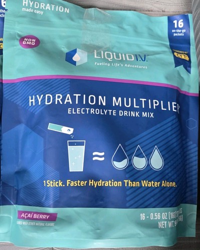 Liquid IV Hydration Multiplier Acai Berry Electrolyte Drink 16 Sticks ...