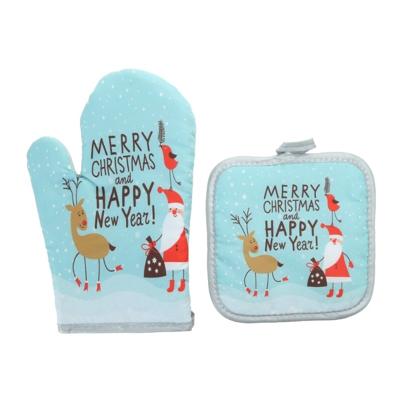 Christmas Kitchen Cooking Microwave Gloves Baking BBQ Potholders Oven ...