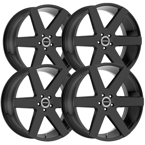 (Set of 4) Strada S60 Coda 22x9.5 6x5.5" +24mm Matte Black Wheels Rims ...