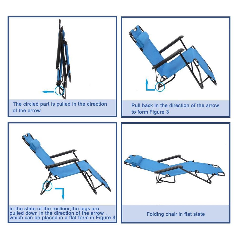 Patio Lounge Chair Chaise Bed Adjustable Beach Reclining Positions with ...