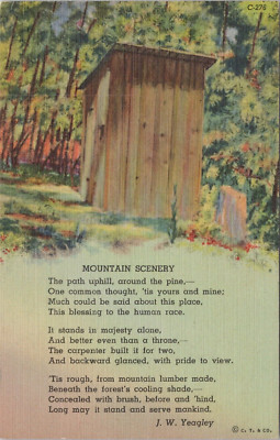 Postcard Illustration Poem Tongue in Cheek Shed Outhouse Majesty JW ...