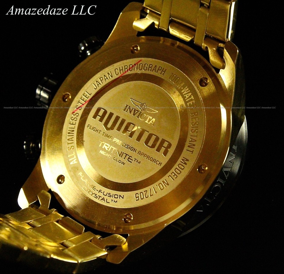 NEW Invicta Men GOLDEN DIAL Stainless Steel Aviator Tachymeter ...