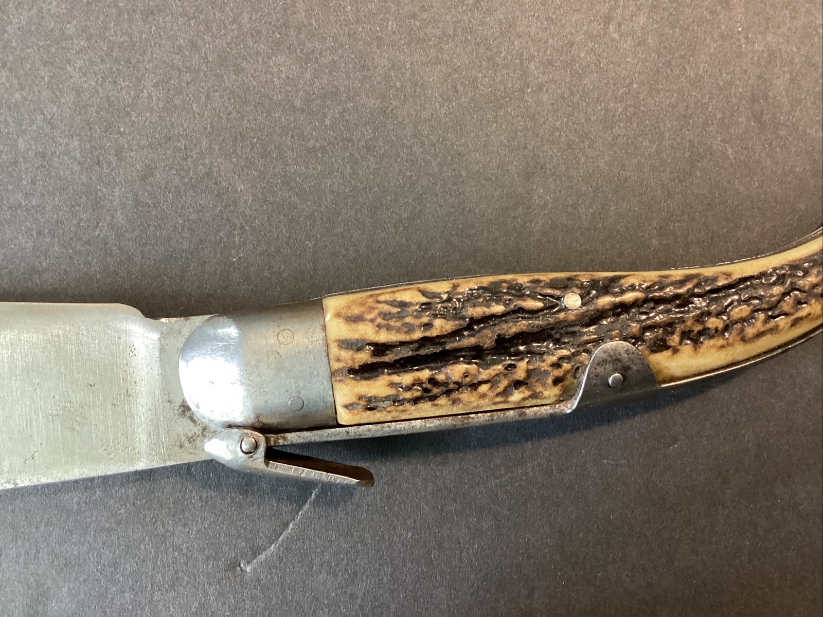 Rare Navaja Ratcheting Folding Spanish Knife Stag Horn Hunting Scene ...