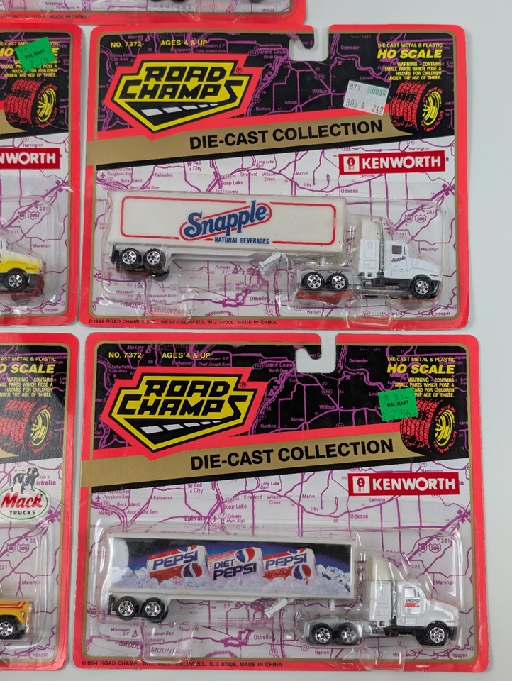 Lot of 8 Road Champs Tractor Trailer HO Scale Exxon Pilot Pepsi Snapple ...