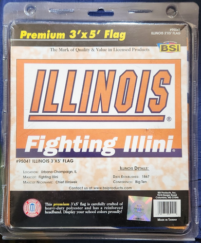 BSI Products Flag Illinois Fighting Illini Orange & Blue Polyester 3'X5 ...