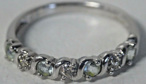 VINTAGE 9 CT 375 GOLD AQUAMARINE & DIAMOND SETTING RING SIZE N ESTATE ...