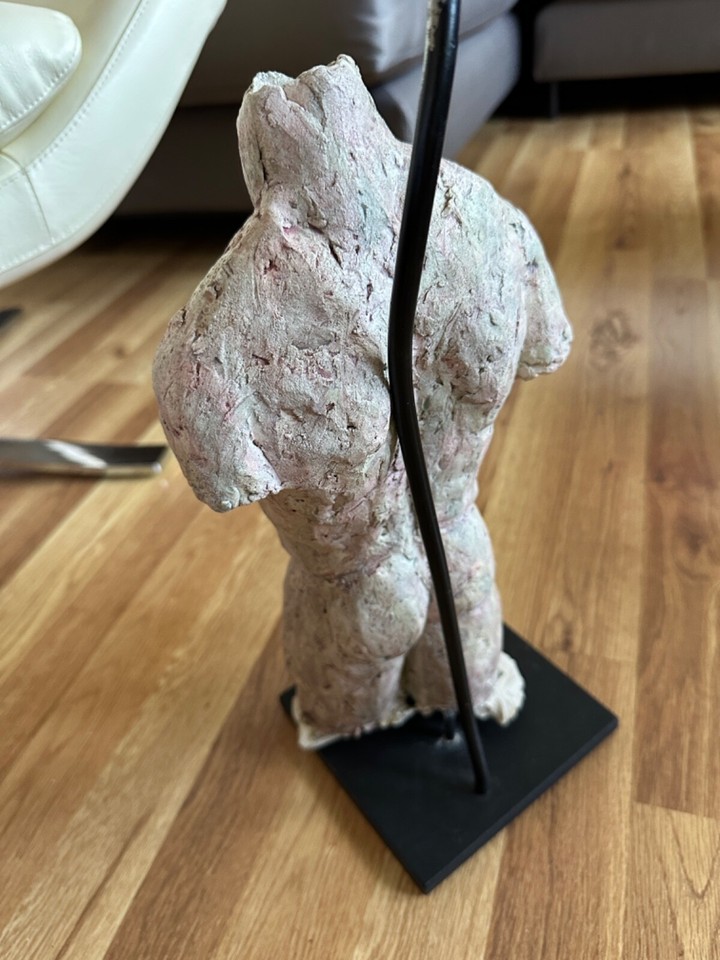 SHERRI CAVAN (1938-2016) LARGE TORSO OF MAN PAINTED HARD CLAY NUDE ...