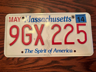 2014 Massachusetts License Plate 9GX 225 Spirit of America MA USA ...