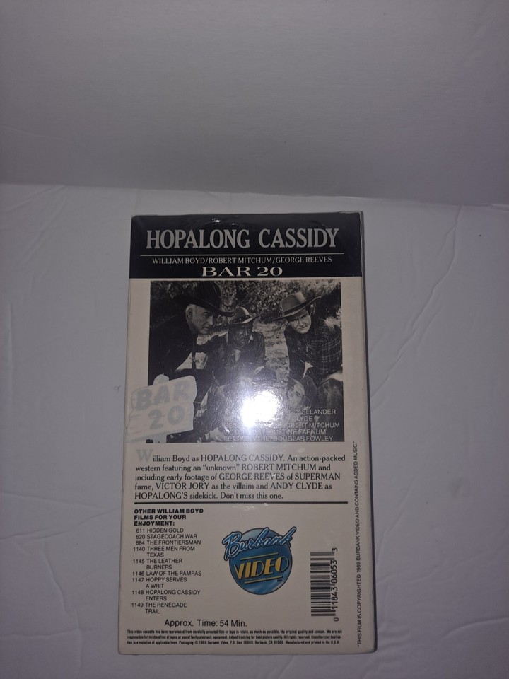 Hopalong Cassidy Bar 20 Sealed (VHS) William Boyd/Robert Mitchum/George ...