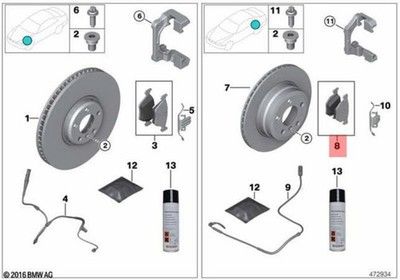 Genuine BMW Rear Brake Pads Repair Kit F01/F02/F07 5/7 Series ...