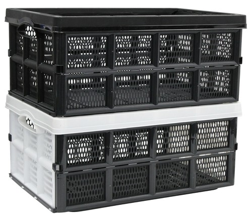 32 Litre Collapsible Crate Collapsible Strong Plastic Boxes Stackable ...