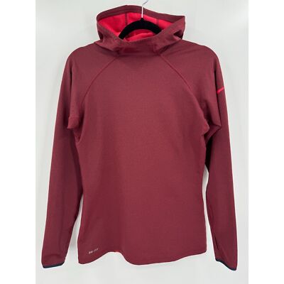 NIKE PRO Maroon Dri-Fit Running Lightweight Scuba Hoodie Sweater Size L ...