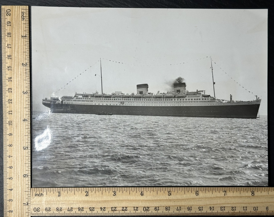 1933 SS REX ITALIAN LINE DAY'S RUN RECORD SETTING PHOTO FP455 | eBay
