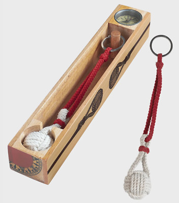 Red Monkey Fist Rope Keychain Key Holder Ring Fob w/ Cedar Gift Box w ...