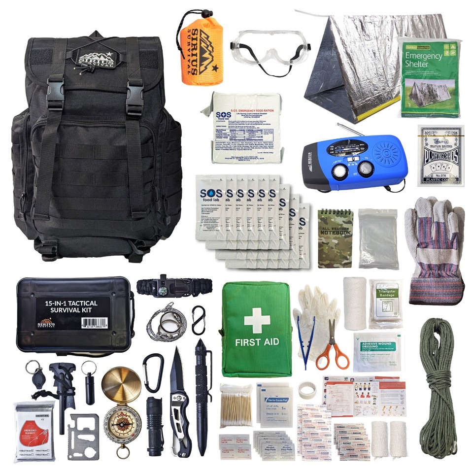 Sirius Survival 72-Hour Starter Emergency Kit, 1-Person Survival ...