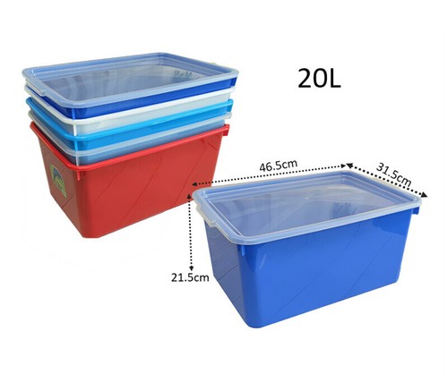 3PCS 20L Multi-Colour Stackable Plastic Storage Boxes with Lid Box Tubs AT2310 | eBay