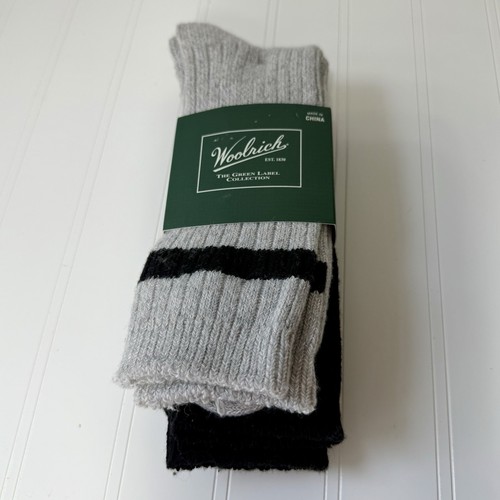 Woolrich 2 Pairs Ragg Wool Socks Gray Black NEW | eBay