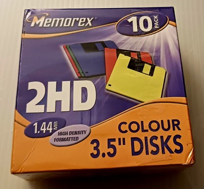 Memorex 2HD Colour 3.5" Blank Floppy Diskettes, pack 10 | eBay