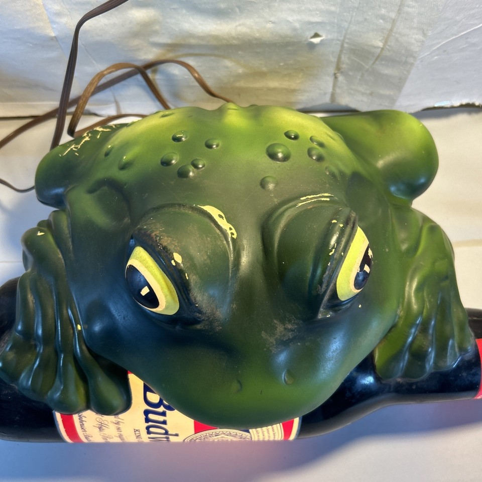 Large 22'' Vtg 1995 Budweiser Beer Lighted Talking Frog Sign NOT ...