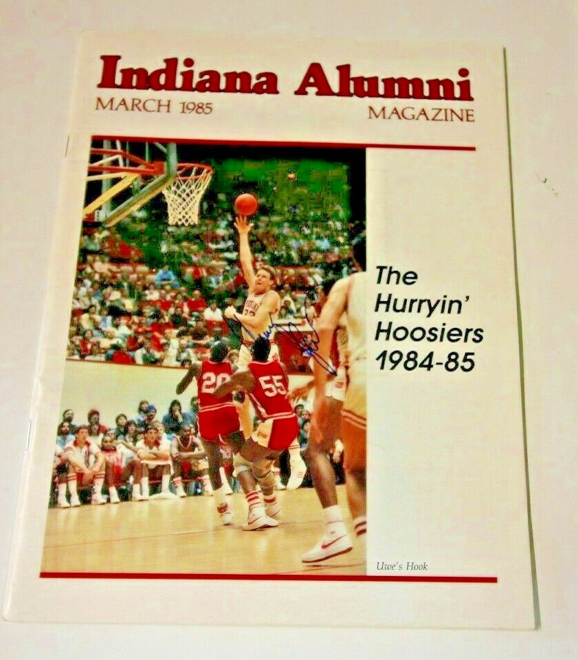 AUTOGRAPHED 1985 INDIANA BASKETBALL MAGAZINE UWE BLAB SIGNED RARE ...