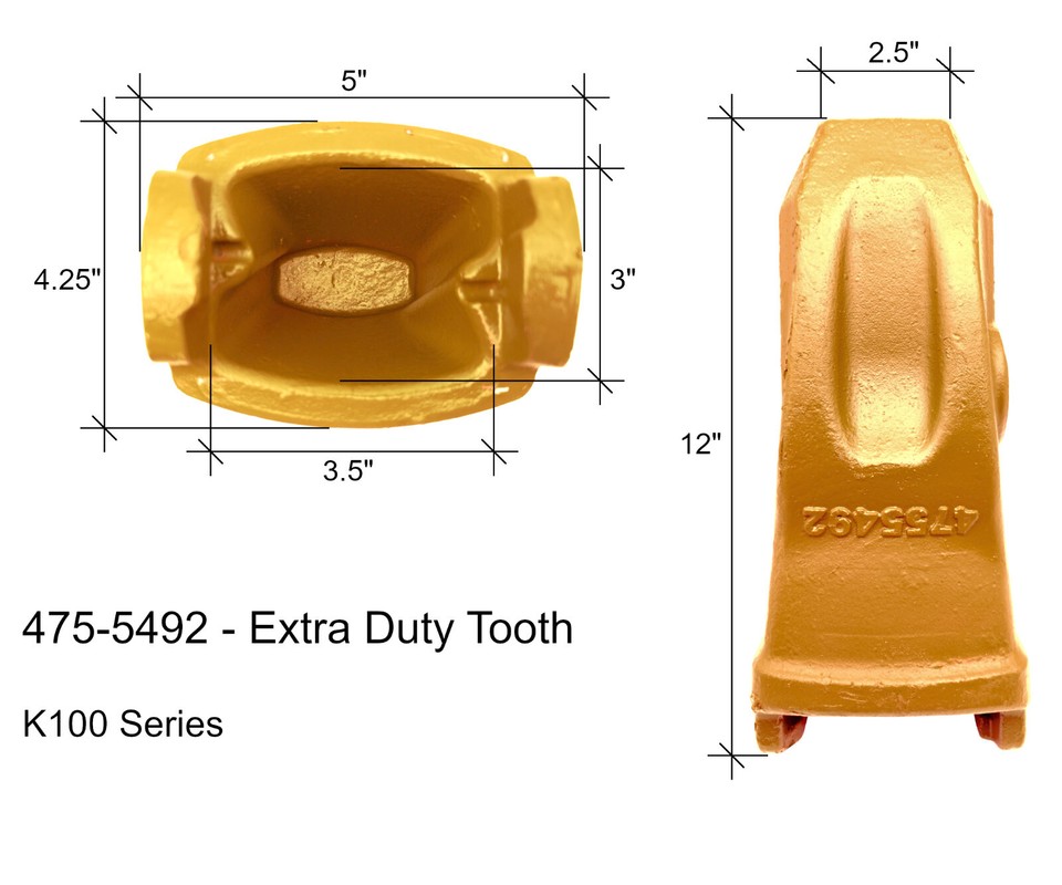 Cat Style K100 Series Excavator/Loader Bucket Tooth - 475-5492, 220 ...