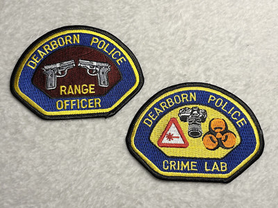 2 DEARBORN POLICE PATCHES State of Michigan RANGE OFFICER & CRIME LAB ...