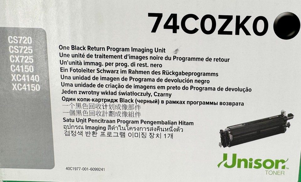 NEW GENUINE LEXMARK 74C0ZK0 BLACK RETURN PROGRAM IMAGING UNIT FOR CS720 ...