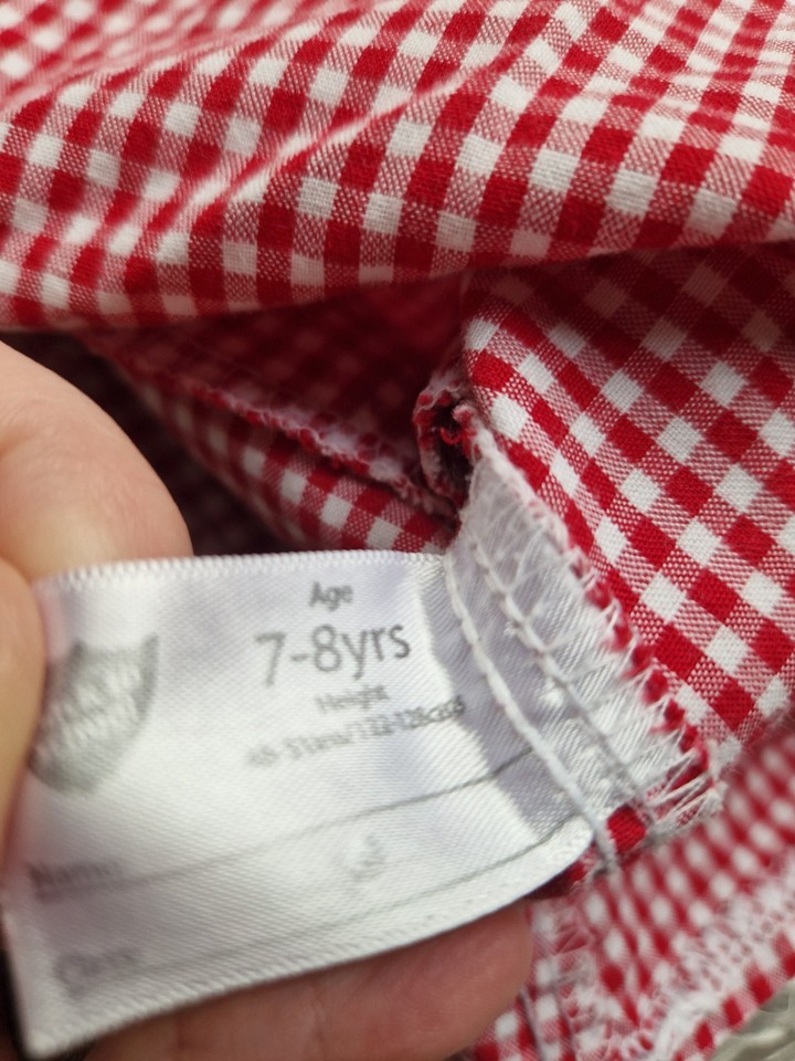 Girls Red Gingham Check School Dress Ages 7-8 Very Good Condition | eBay UK