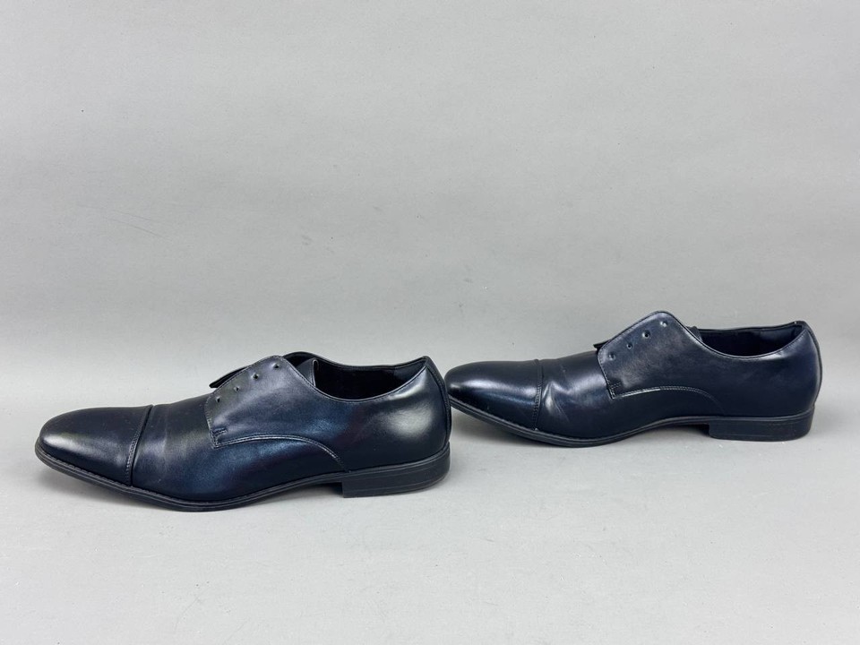 Stacy Adams Mens Black Faux Leather Cap Toe Formal Dress Shoes Size 14M ...