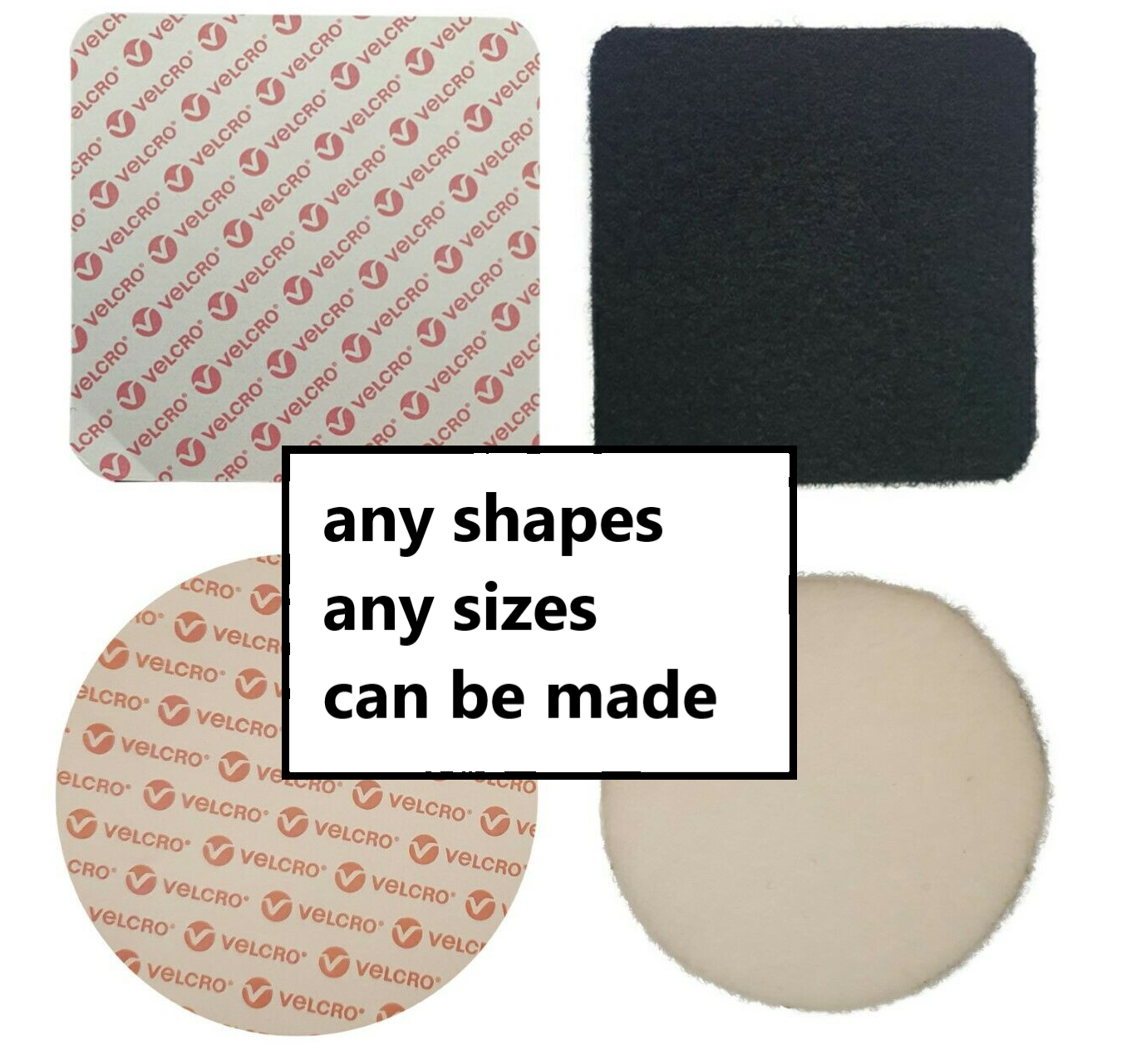 VELCRO® Sticky Pads Hook & Loop Circles & Rounded Squares 30–55mm Black ...