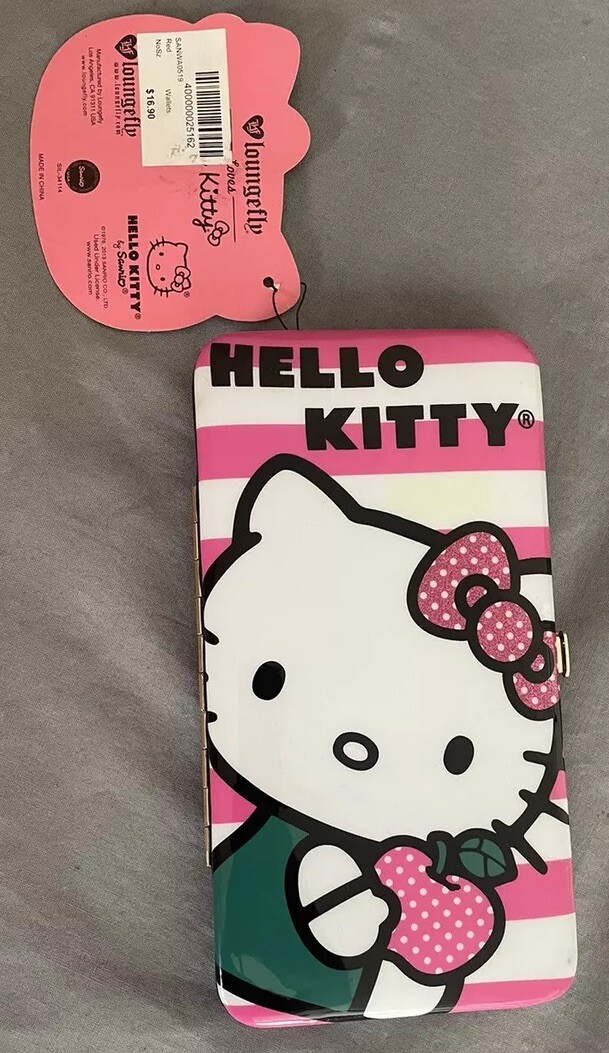 Loungefly Loves Hello Kitty 2013 SANRIO Pink Apples Dots Striped Patent ...