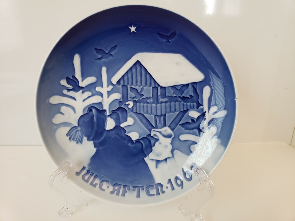 B & G Collector Plate Fuglenes JULE-AFTEN 1967 Kjobenhavn Denmark Blue ...