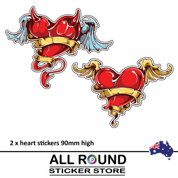 2 x Heart Tattoo stickers-popular-car-bike-laptop - bumper-sticker | eBay