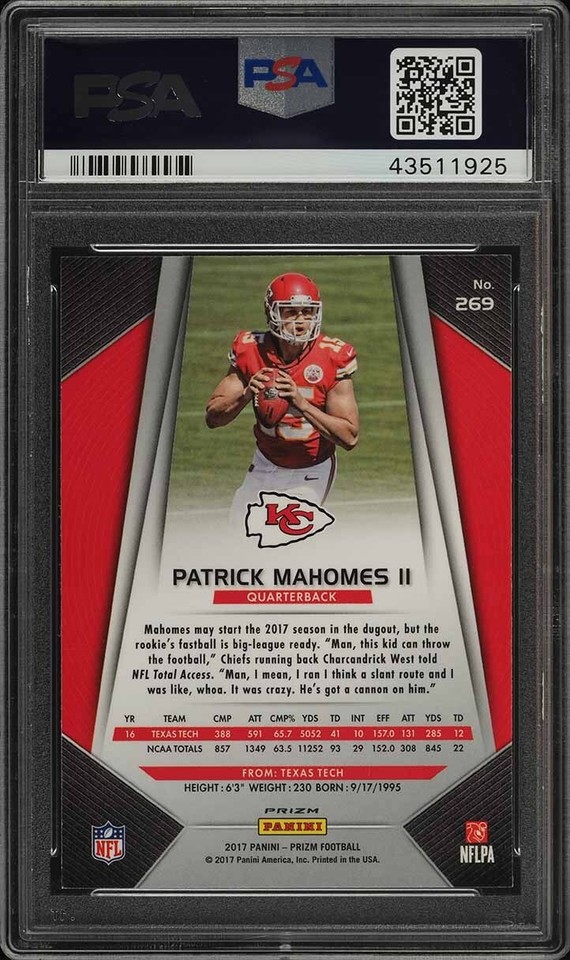 2017 FOTL Prizm Bronze Stars PATRICK MAHOMES Rookie RC PSA 9 (Fanatics ...