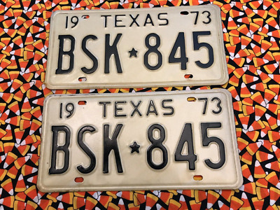 1973 TEXAS PASSENGER LICENSE PLATES BSK845 | eBay