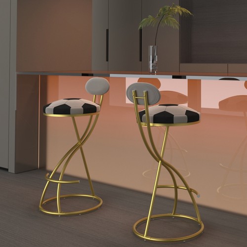Set of 2 Upholstered S-shaped Bar Stools Kitchen Counter Height Bar ...