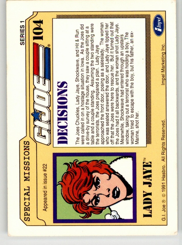 Decisions 1991 Impel G.I. Joe 104 VG | eBay
